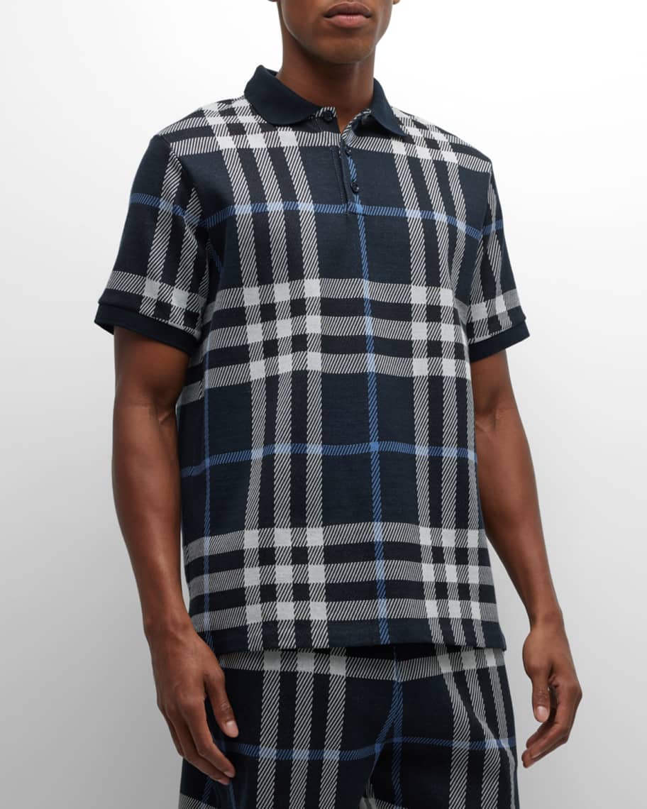 Burberry Men's Ferry Knit Check Polo Shirt | Neiman Marcus