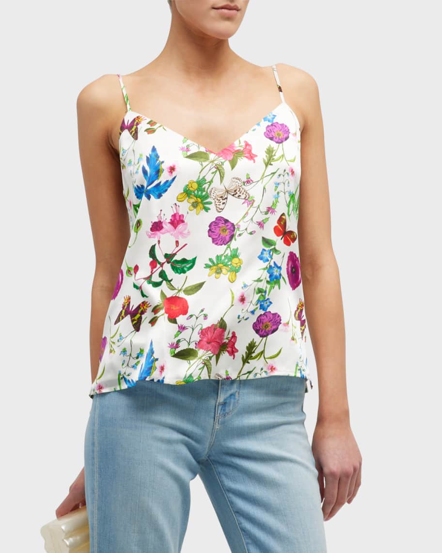 L'Agence Jane Spaghetti-Strap Silk Tank Top | Neiman Marcus