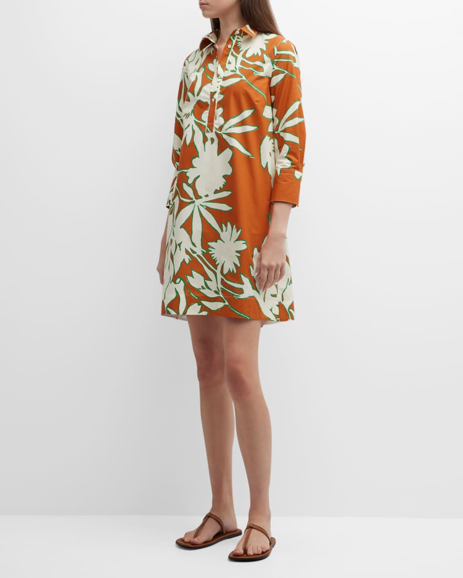 Sara Roka Jackie Botanical-Print Shift Shirtdress | Neiman Marcus