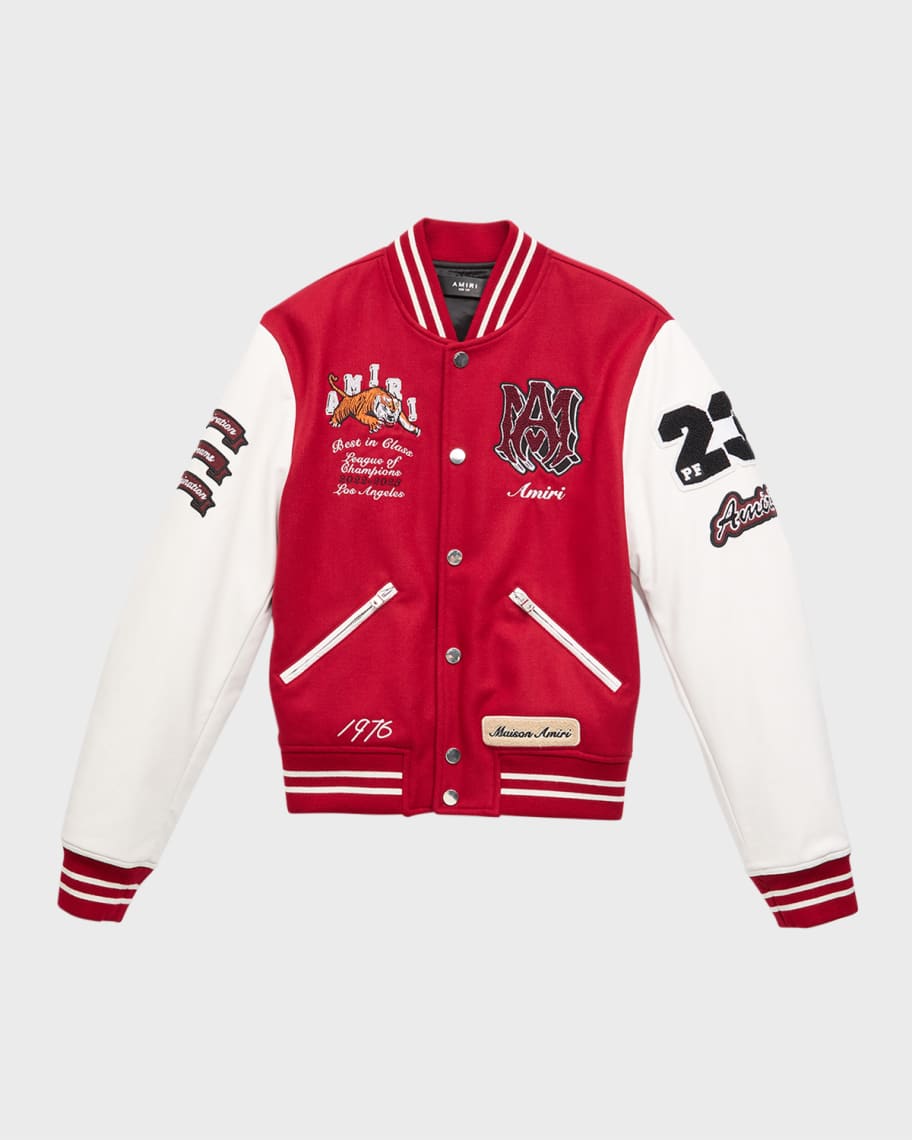 Amiri Kid's Varsity Patch Bomber Wool Jacket, Size 4-12 | Neiman Marcus