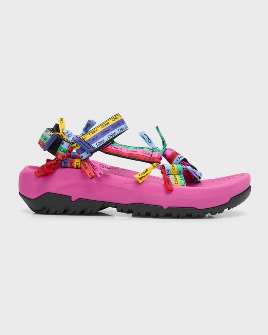 Chloe x Teva Ribbon Logo Strap Sandals | Neiman Marcus