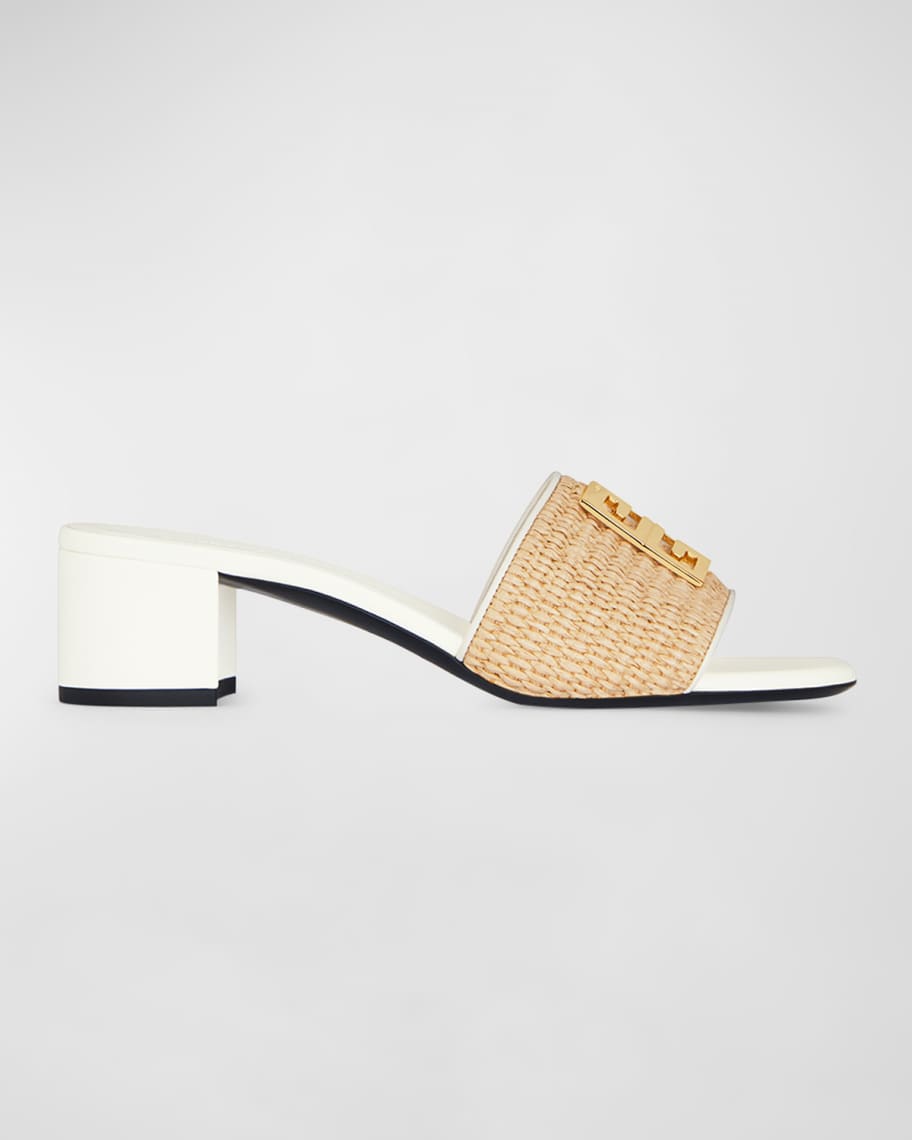 Givenchy 4G Raffia Medallion Slide Sandals | Neiman Marcus