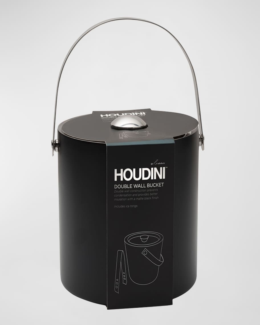 Houdini Matte Black Ice Bucket With Tongs | Neiman Marcus