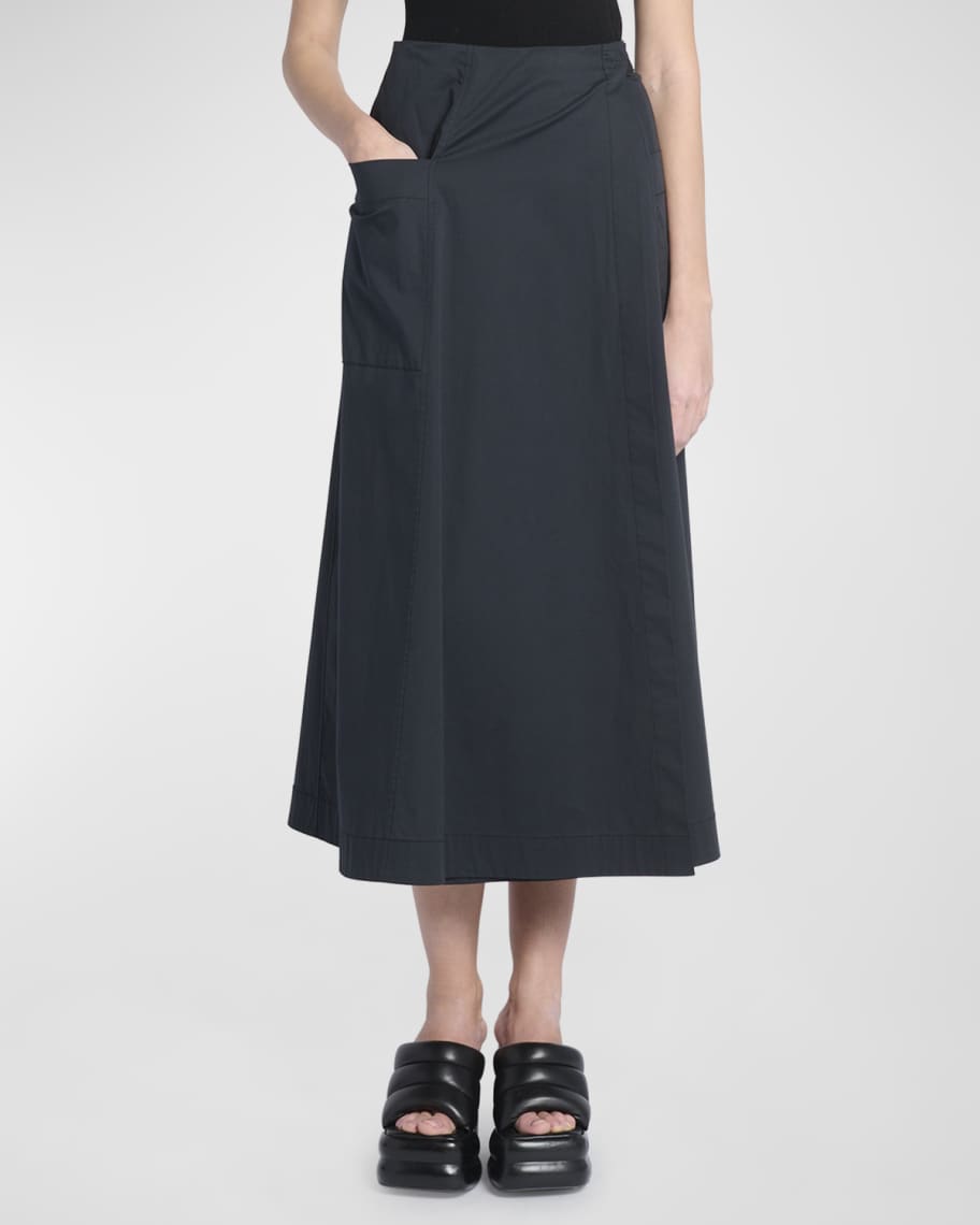 Proenza Schouler White Label Soft Poplin Wrap Midi Skirt | Neiman Marcus
