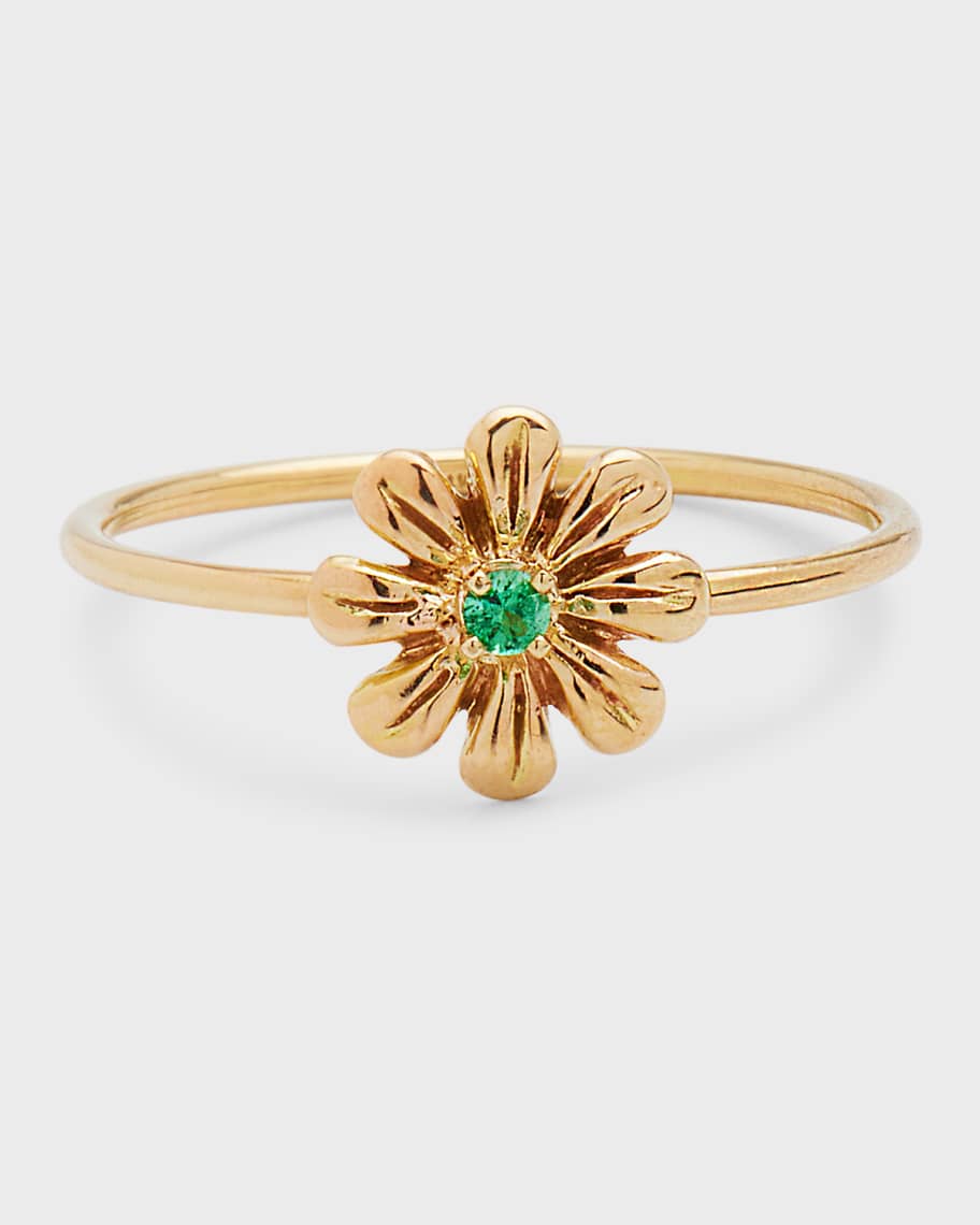 POPPY FINCH 14K Recycled Yellow Gold Emerald Daisy Ring | Neiman Marcus