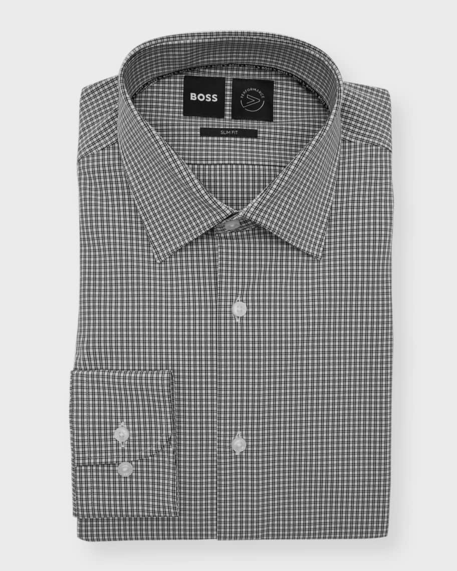 BOSS Men's Micro-Check Slim Fit Dress Shirt | Neiman Marcus