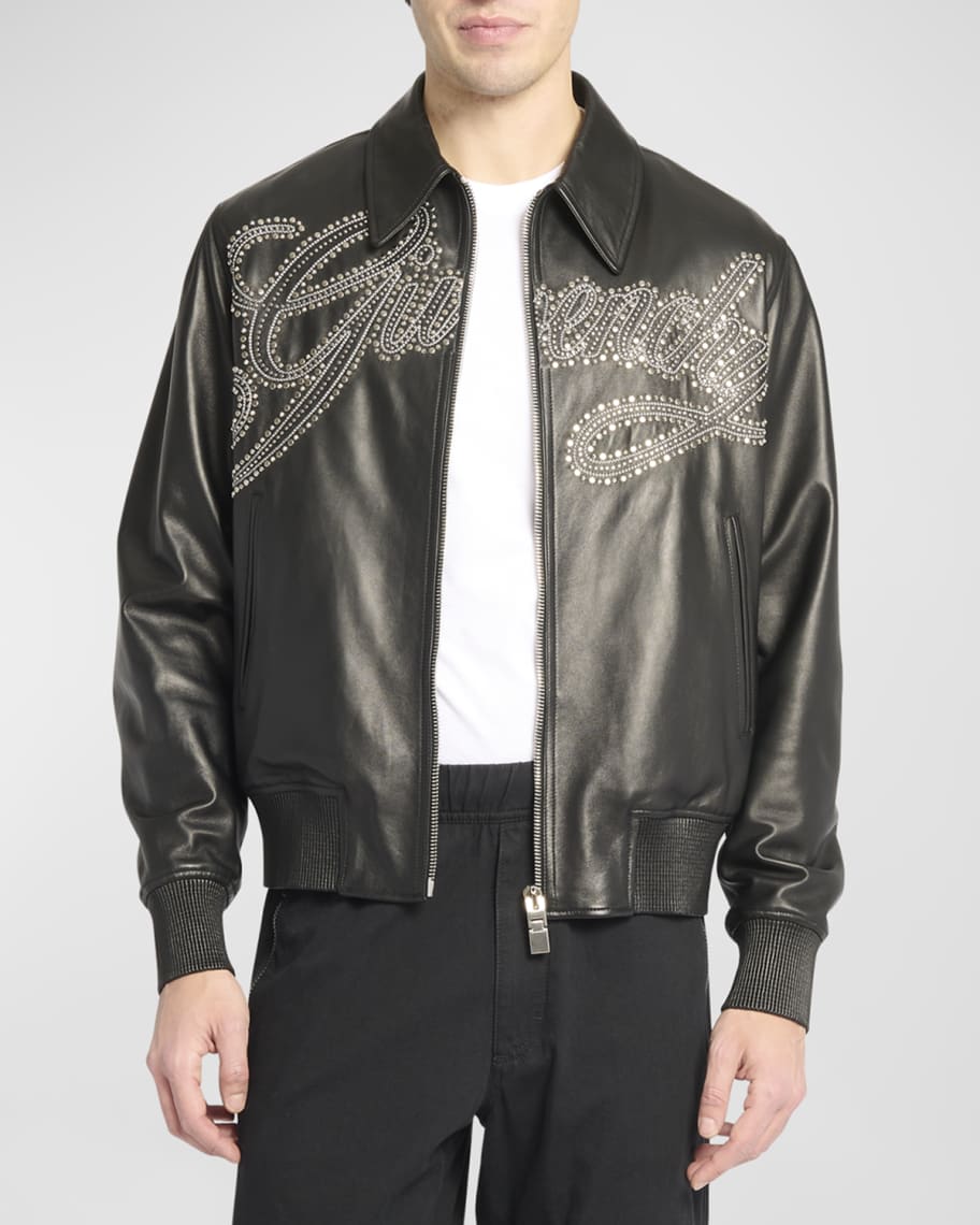 Givenchy Men's Studded Leather Varsity Jacket | Neiman Marcus