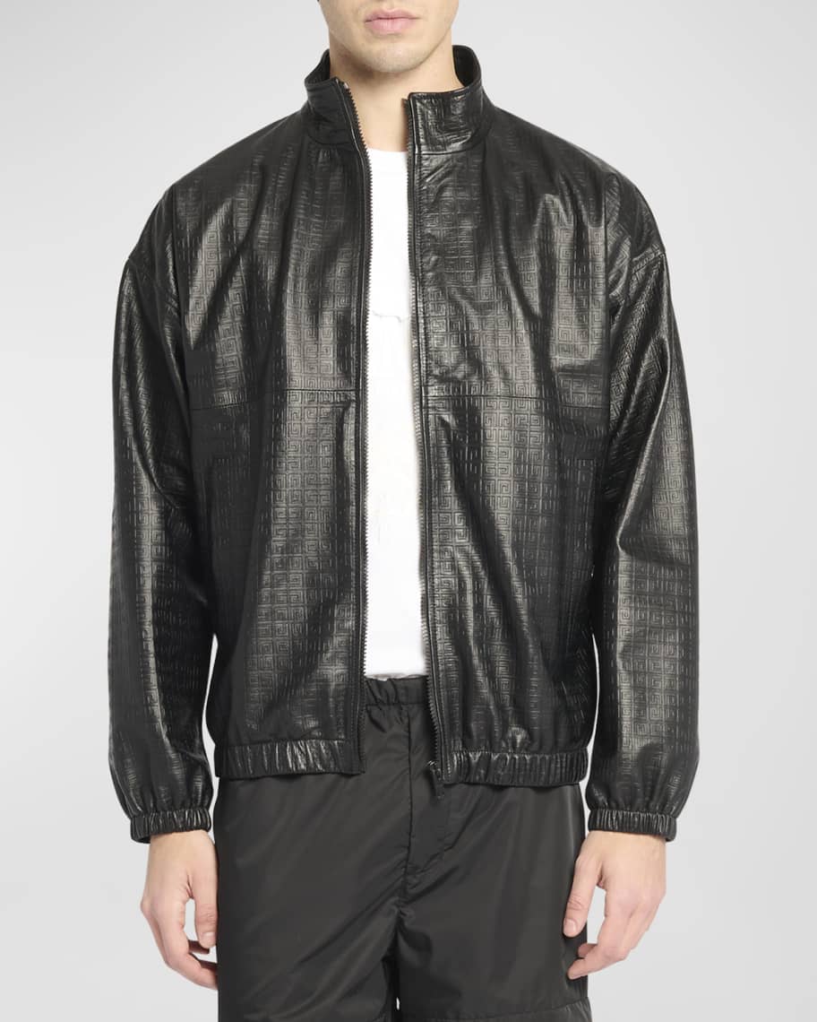 Givenchy Men's 4G Leather Track Jacket | Neiman Marcus