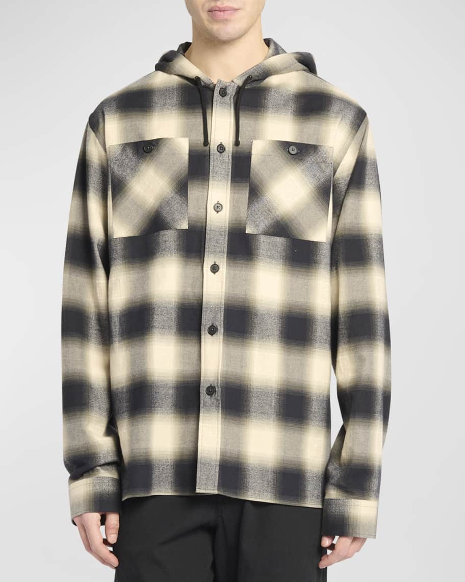 Givenchy Men's Hooded Flannel Button-Down Shirt | Neiman Marcus