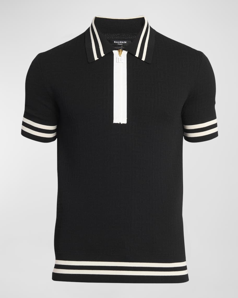 Balmain Men's Monogram Jacquard Polo Shirt | Neiman Marcus