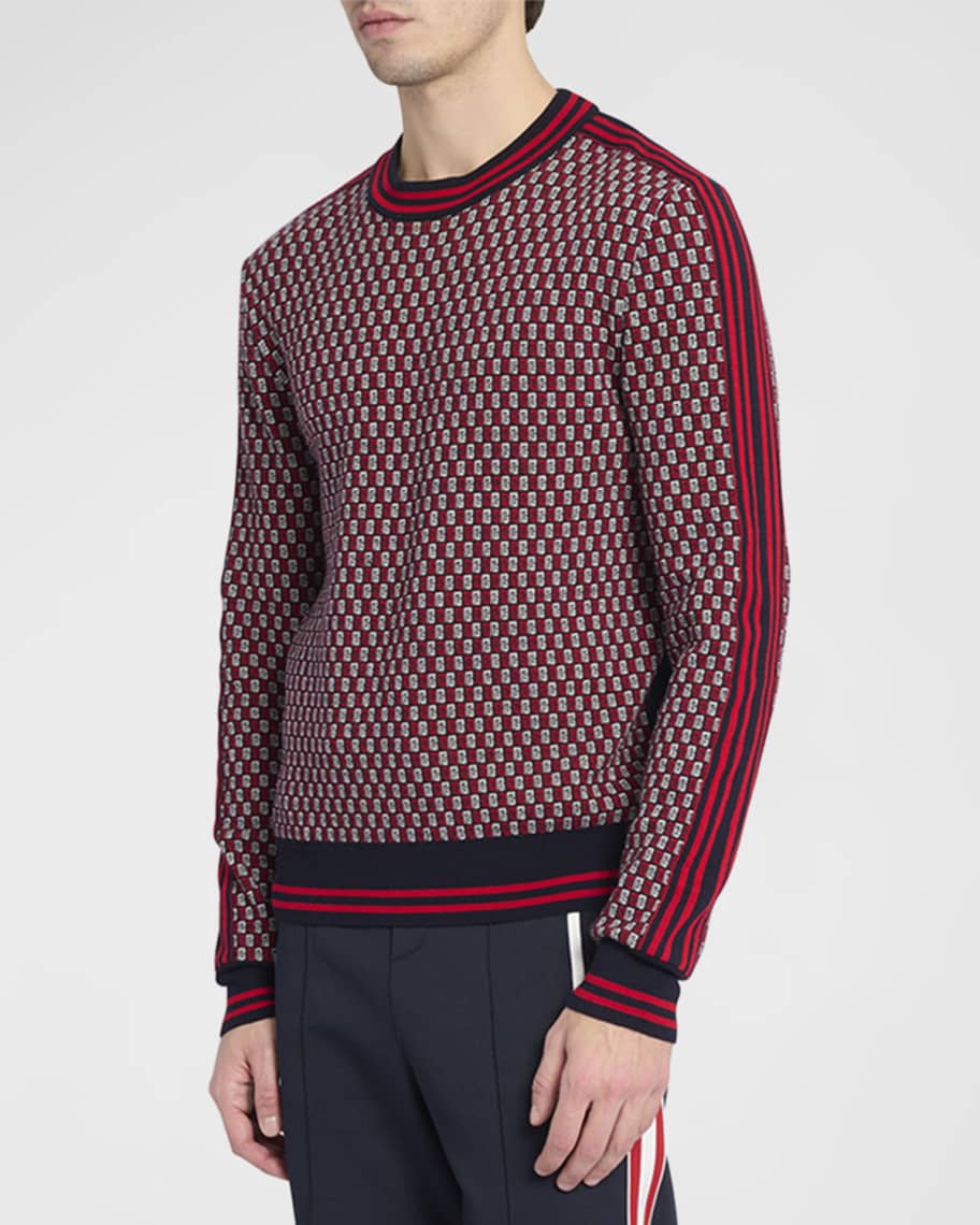 Balmain Men's Monogram Check Wool Sweater | Neiman Marcus
