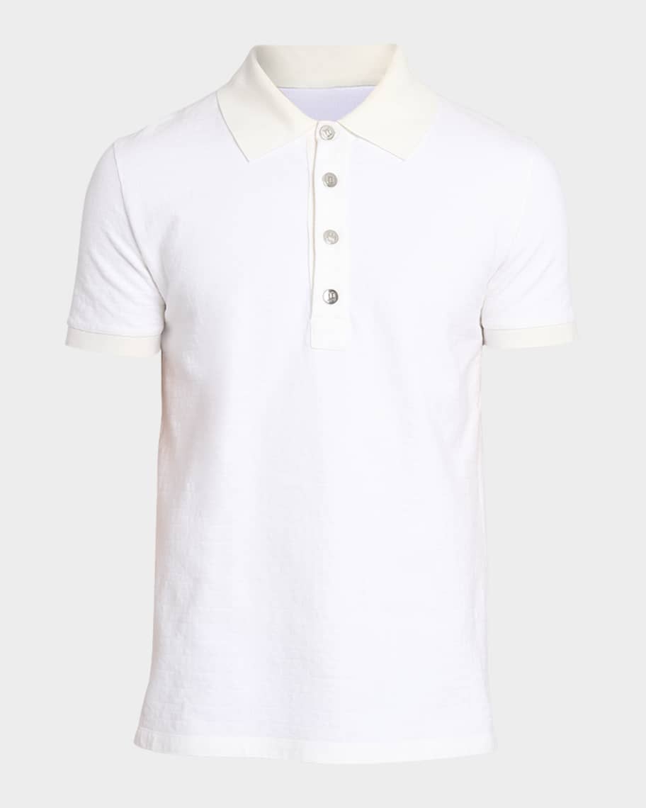 Balmain Men's Monogram Pique Polo Shirt | Neiman Marcus