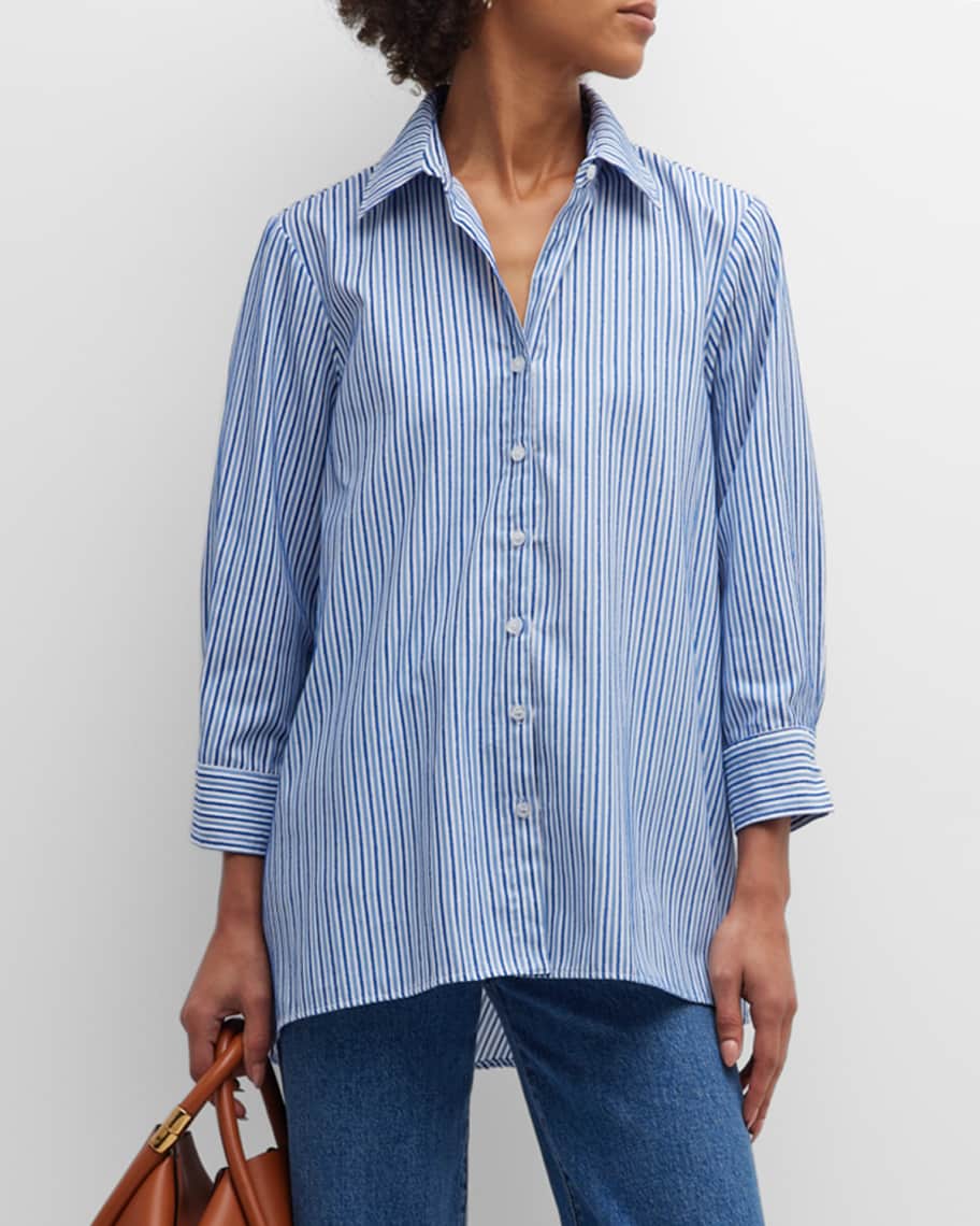 Finley Striped Trapeze Button-Down Shirt | Neiman Marcus