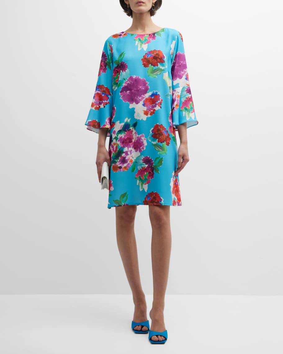 Caroline Rose Bella Summer Social Floral-Print Midi Dress | Neiman Marcus