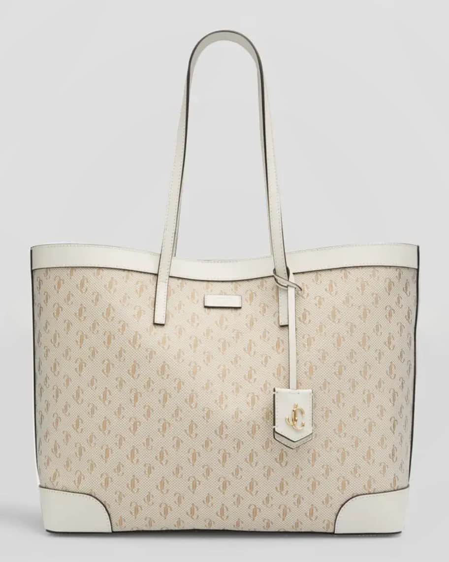 Jimmy Choo Nine2Five Monogram Canvas Tote Bag | Neiman Marcus