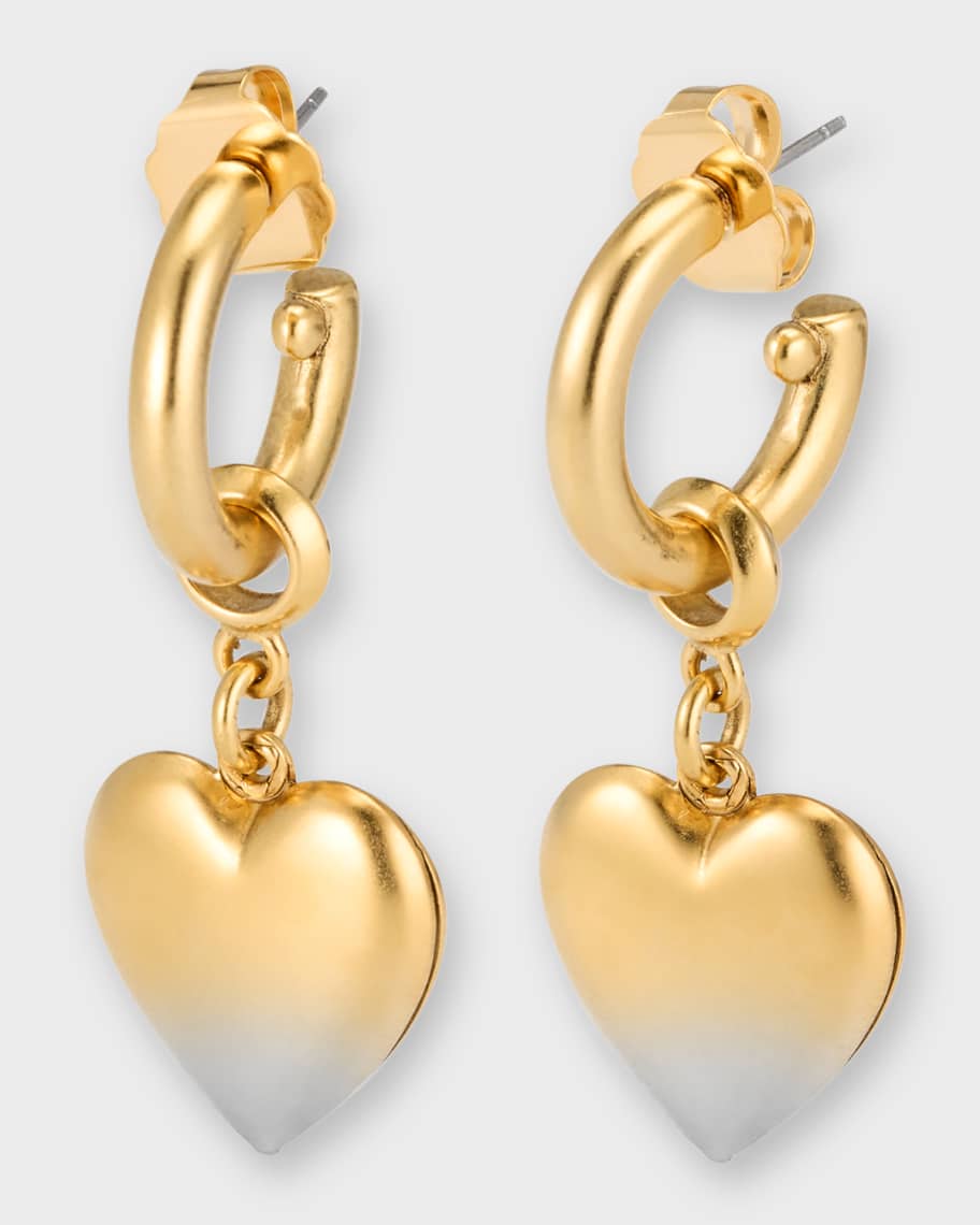 BRINKER & ELIZA 24K Gold-Plating Heart Hoops Earrings | Neiman Marcus