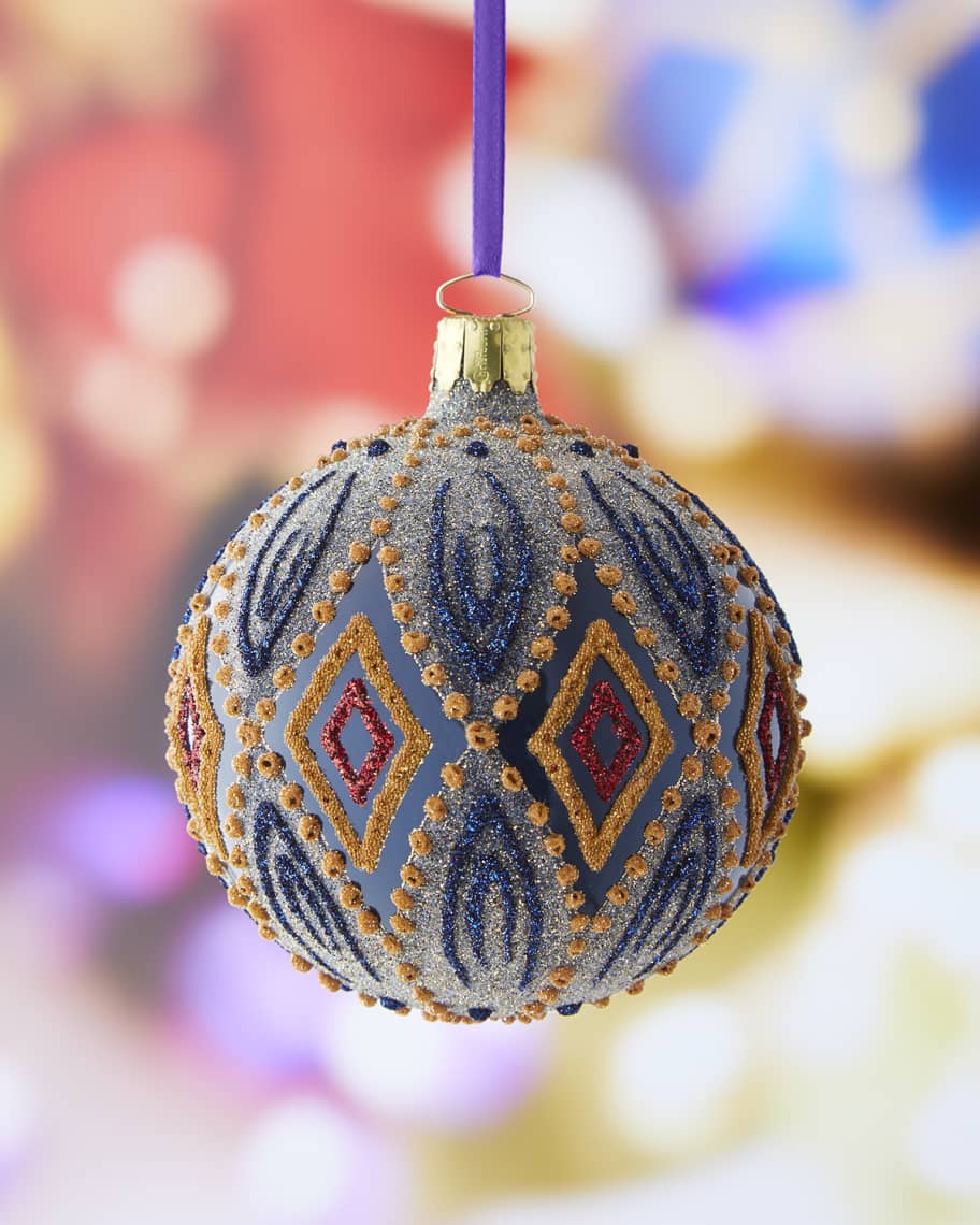Neiman Marcus Blue and Gold Detailed Christmas Ornament | Neiman Marcus