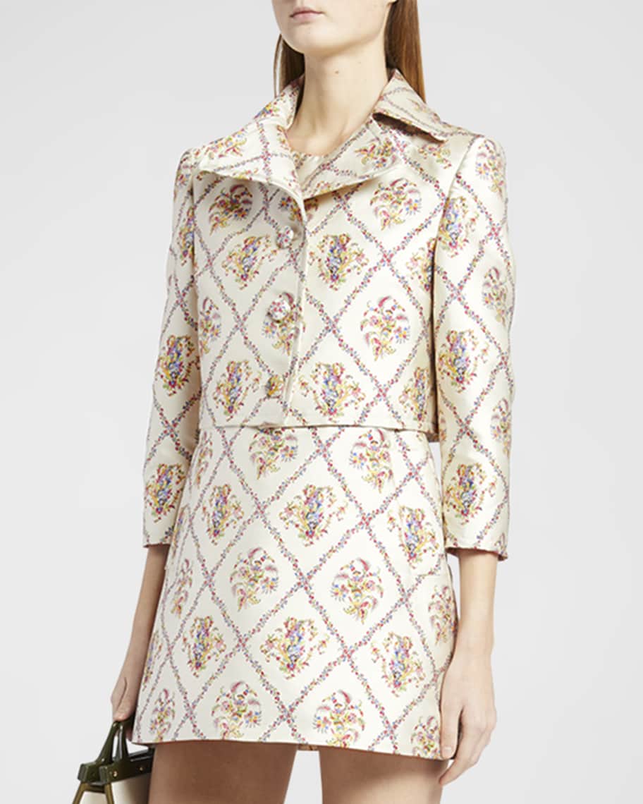 Etro Trellis Brocade Crop Jacket | Neiman Marcus