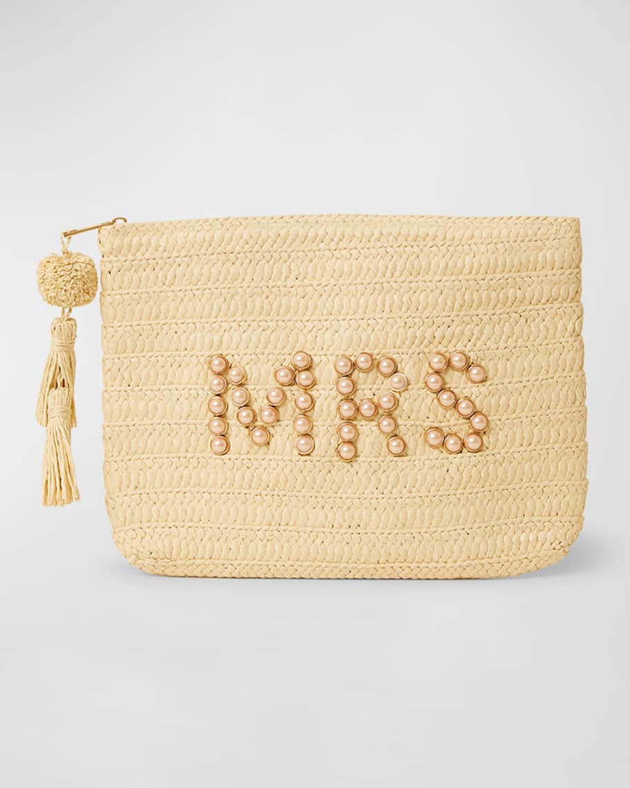 BTB Los Angeles MRS Pearly Straw Clutch Bag | Neiman Marcus