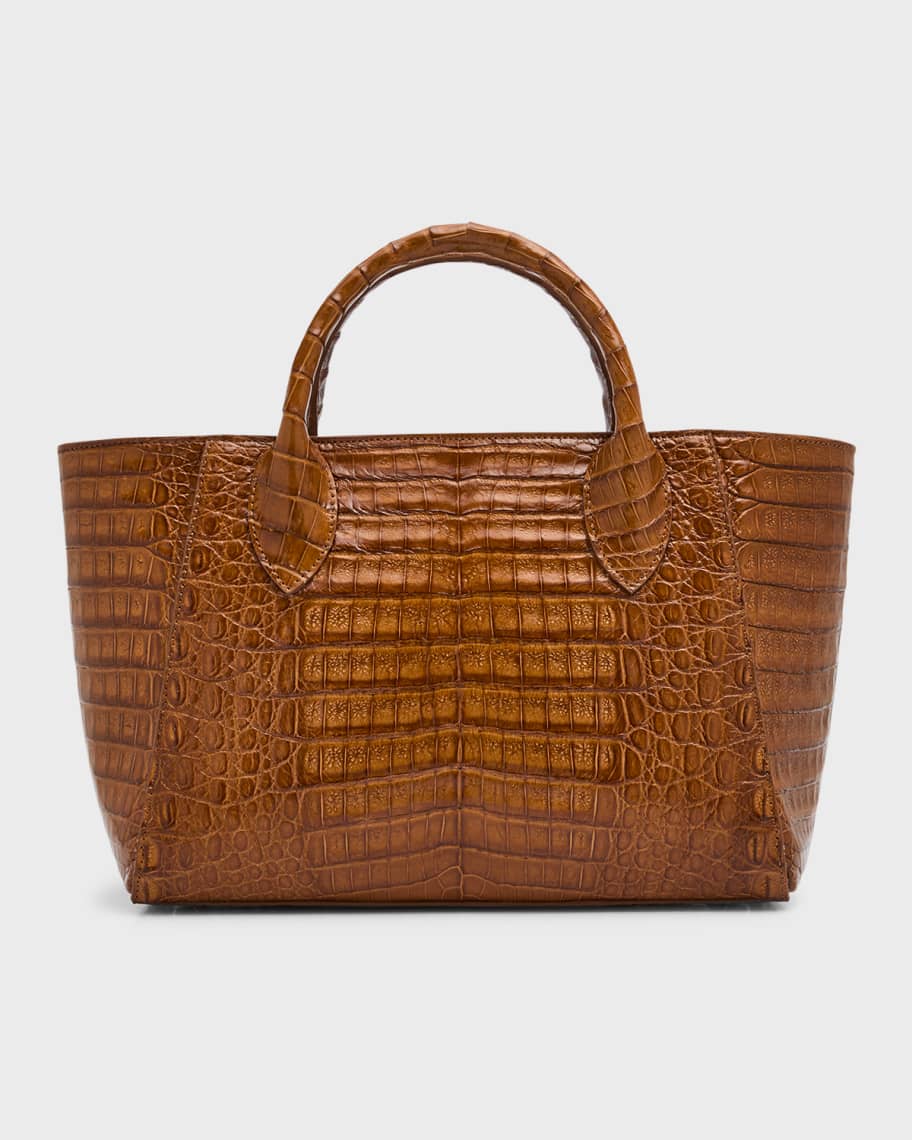 Maria Oliver Virginia Shiny Crocodile Tote Bag | Neiman Marcus