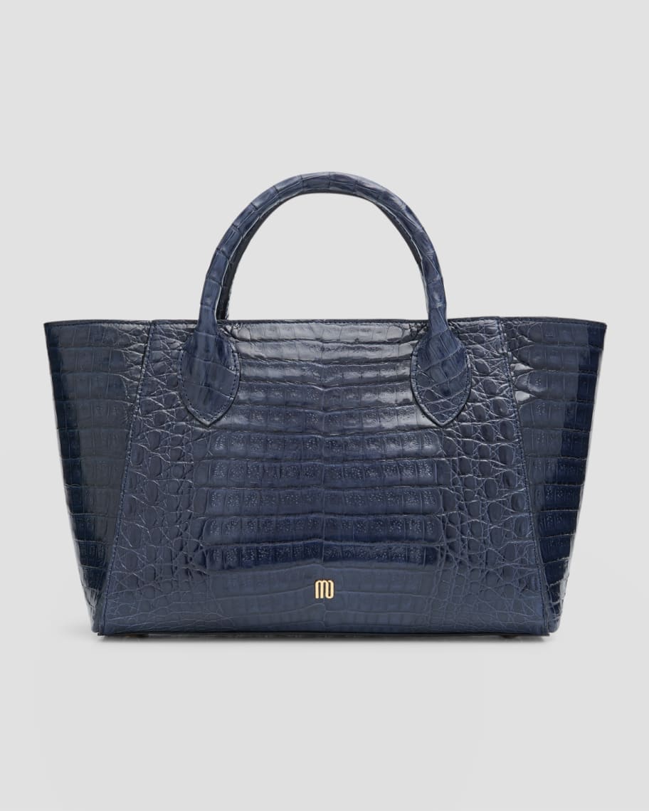 Maria Oliver Virginia Shiny Crocodile Tote Bag | Neiman Marcus