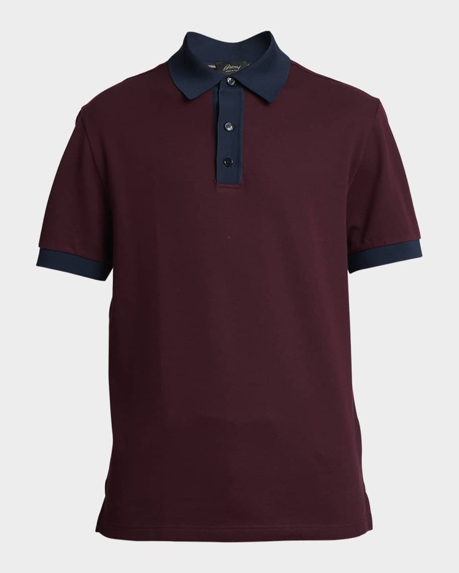 Brioni Men's Two-Tone Polo Shirt | Neiman Marcus