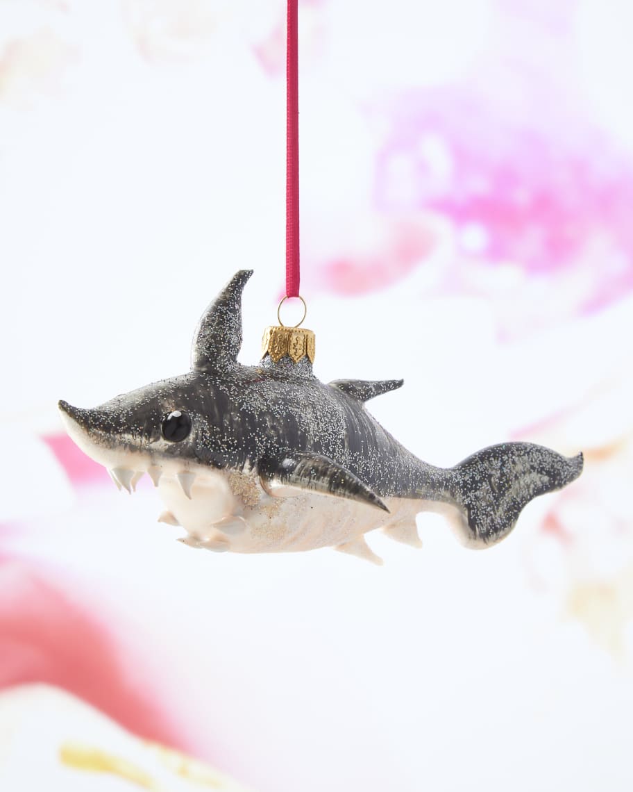 Neiman Marcus Grey and Pink Shark Christmas Ornament | Neiman Marcus