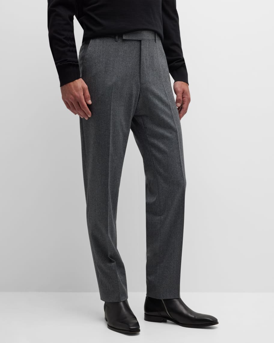ZEGNA Men's Wool Flannel Pants | Neiman Marcus