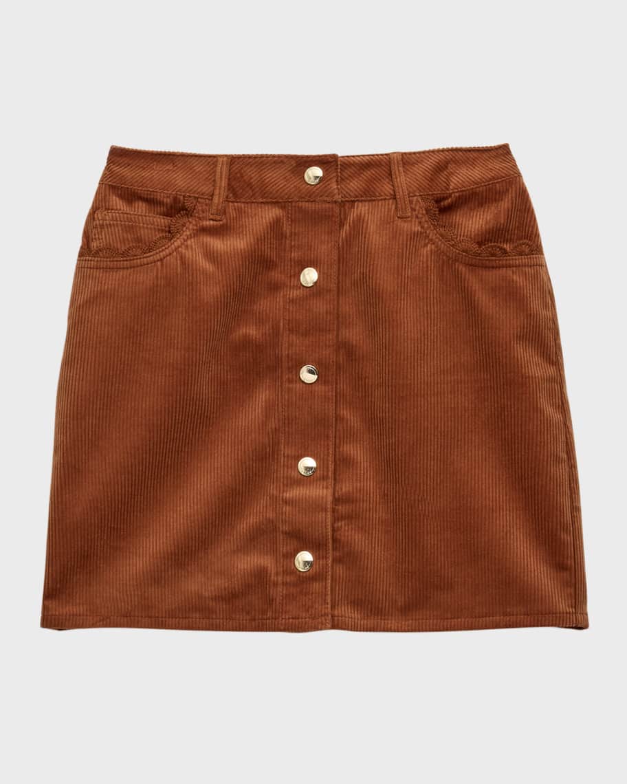 Chloe Girl's Jenny Velvet Corduroy Skirt, Size 6-14 | Neiman Marcus