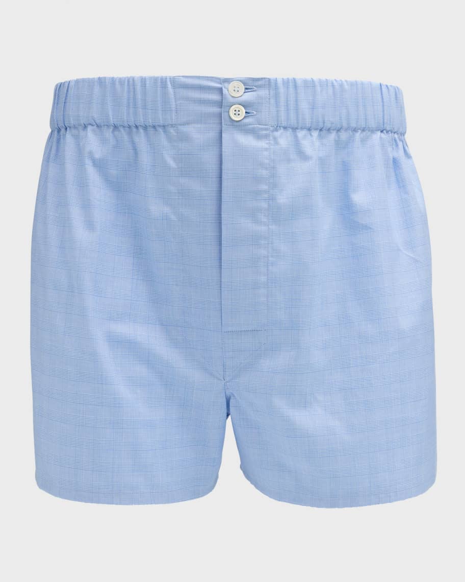 Brioni Men's Cotton Check Boxers | Neiman Marcus