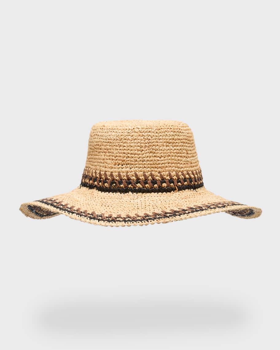 Bindya Accessories Crochet Stripe Boater Hat | Neiman Marcus