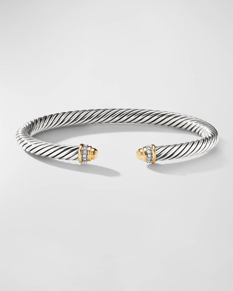 David Yurman Cable Bracelet with Diamonds and 18K Gold in Silver, 5mm ...