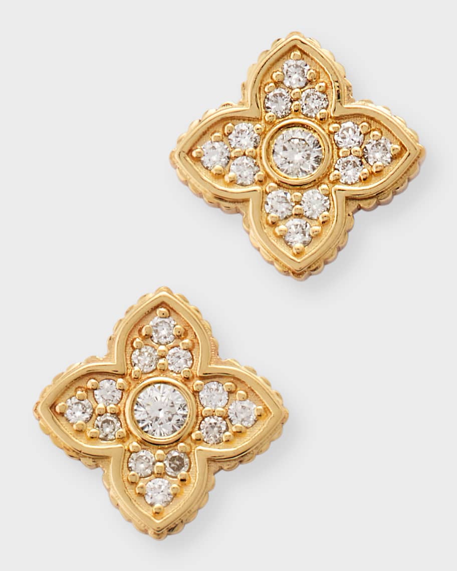 Sydney Evan Pave Bezel Moroccan Stud Earrings | Neiman Marcus