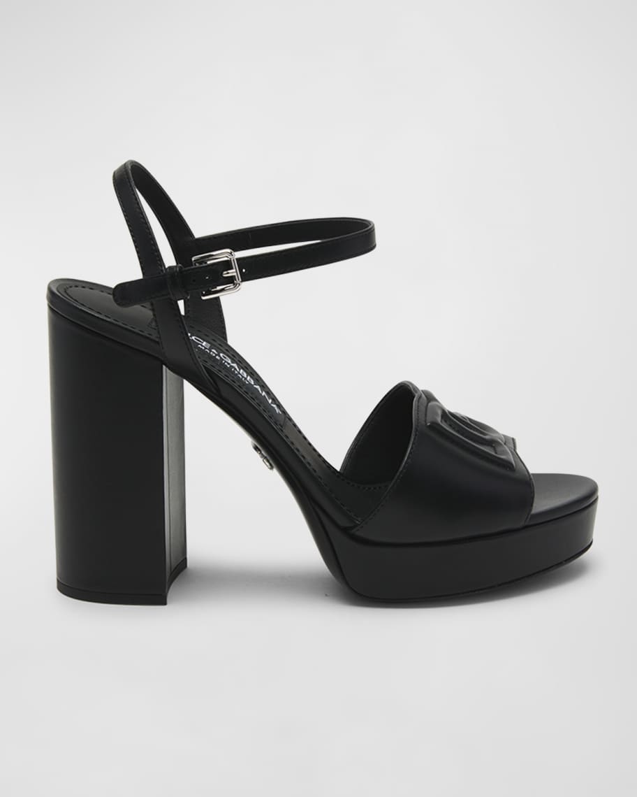 Dolce&Gabbana DG Leather Platform Sandals | Neiman Marcus
