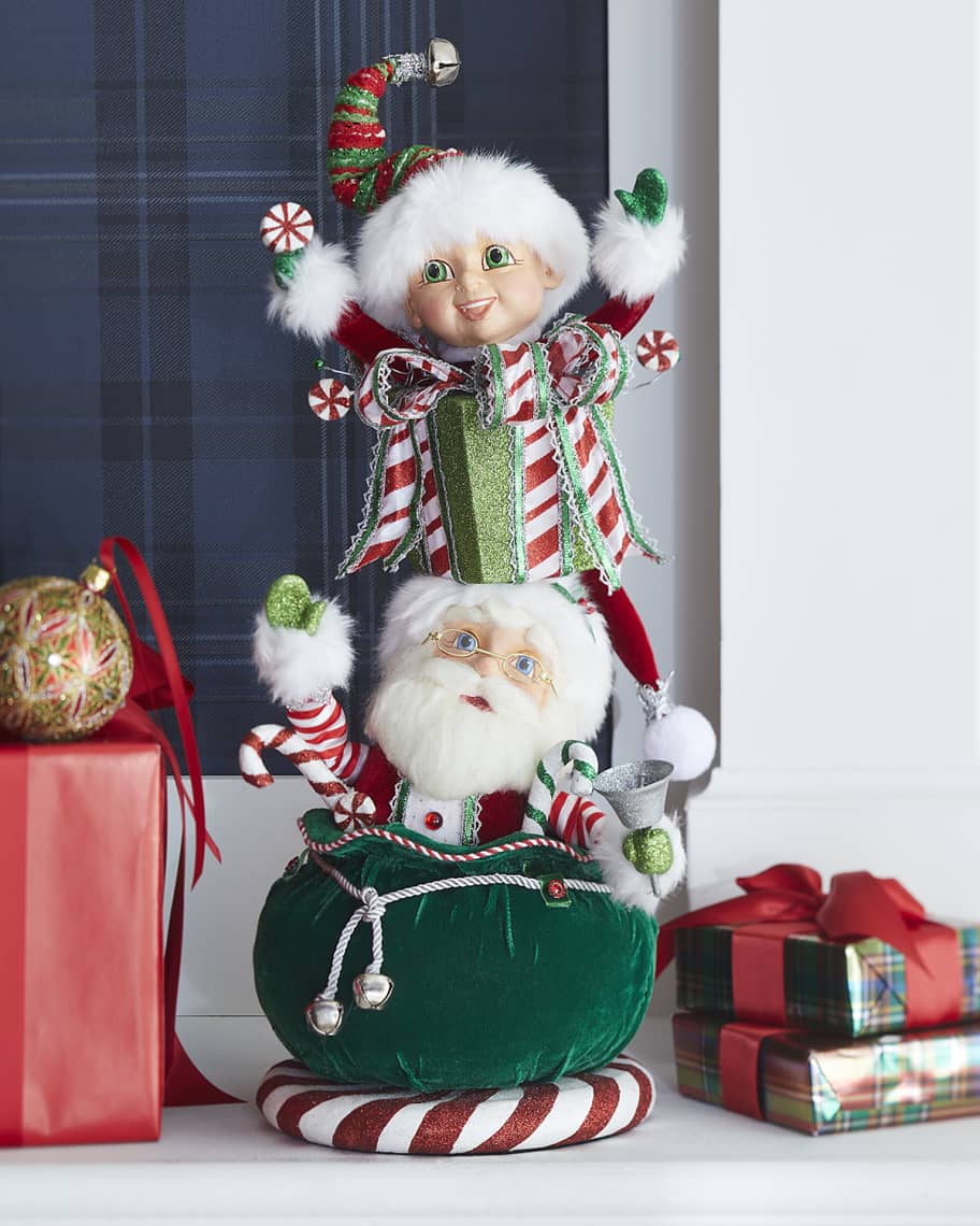 Katherine's Collection Peppermint Palace Santa & Elf Gift Sack Accent ...