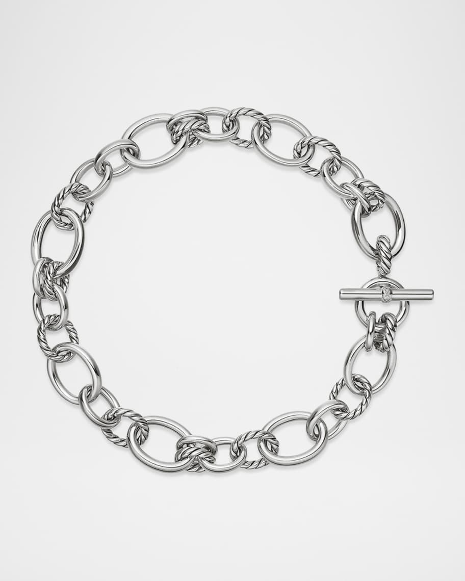 David Yurman 25mm DY Mercer Necklace with Diamonds in Silver | Neiman Marcus