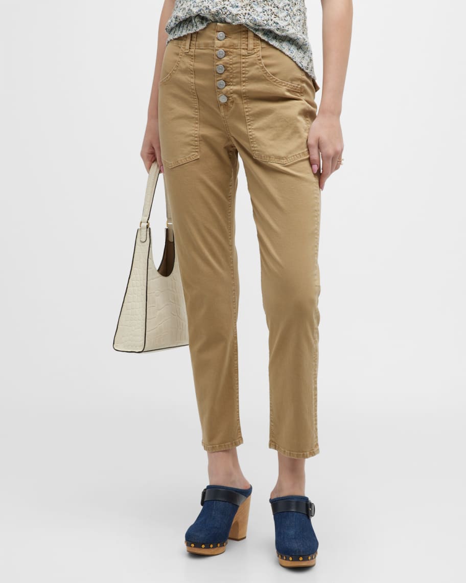 Veronica Beard Arya Cropped Straight Cargo Jeans | Neiman Marcus