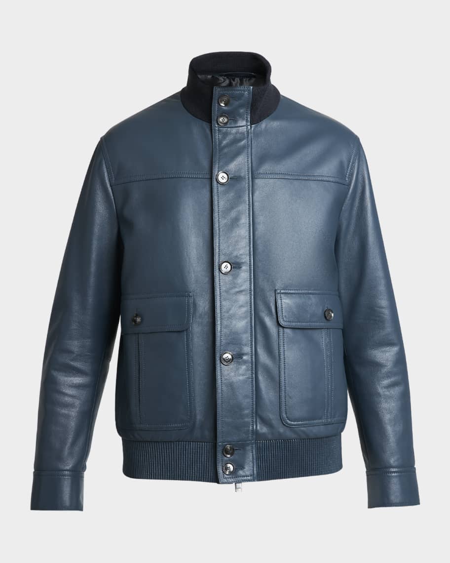 Brioni Men's Nappa Leather Blouson Jacket | Neiman Marcus