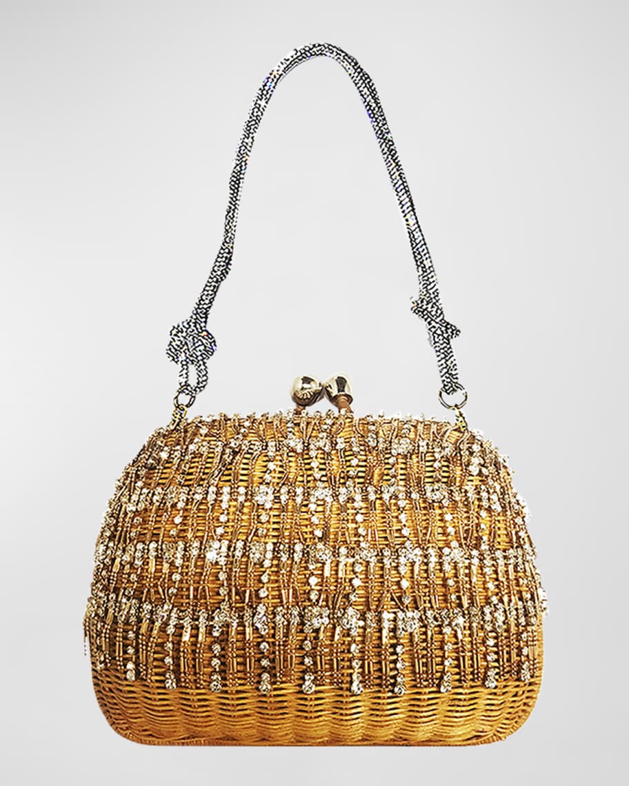 Serpui Lolita Crystal Rattan Shoulder Bag | Neiman Marcus