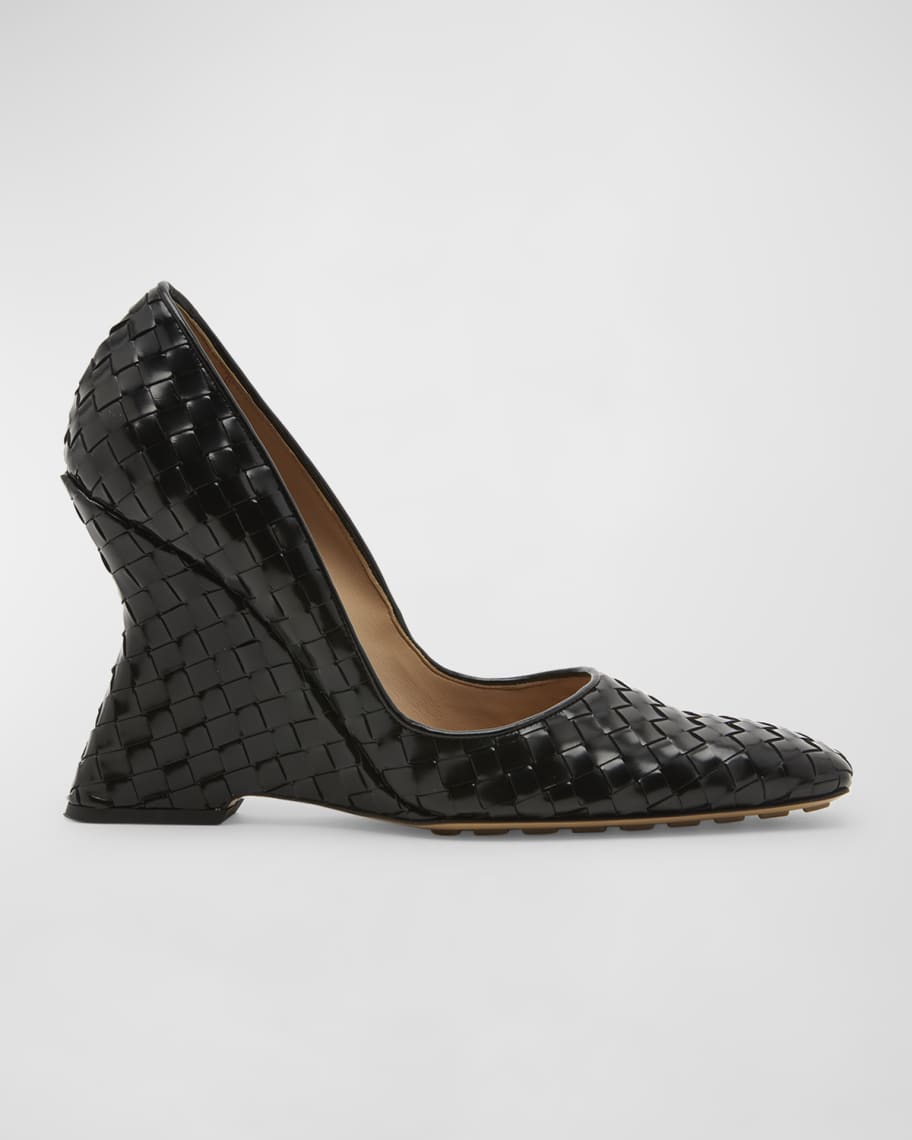 Bottega Veneta Comet Intrecciato Leather Wedge Pumps | Neiman Marcus
