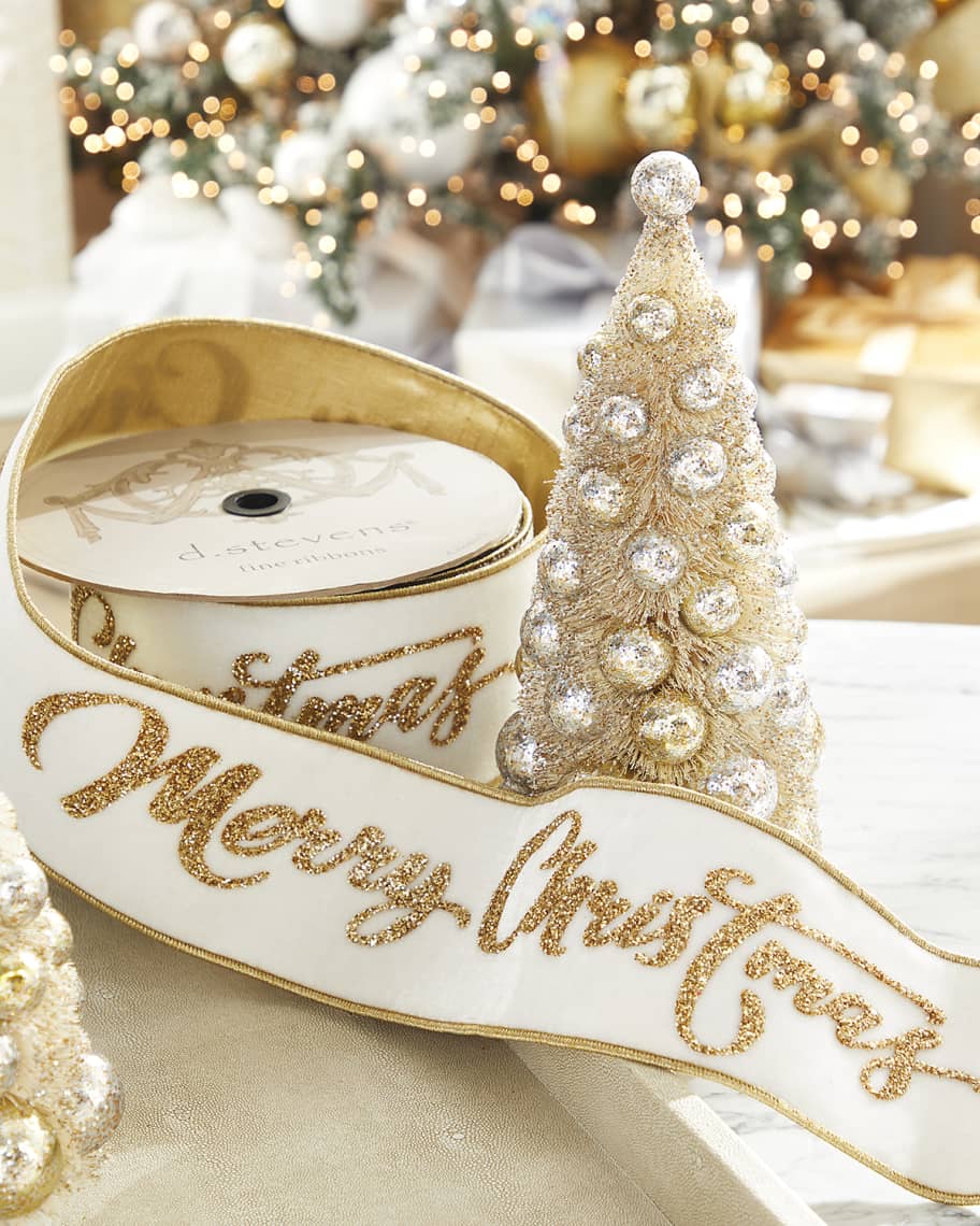 D. Stevens Merry Christmas Ribbon, 4"W x 10 Yards | Neiman Marcus