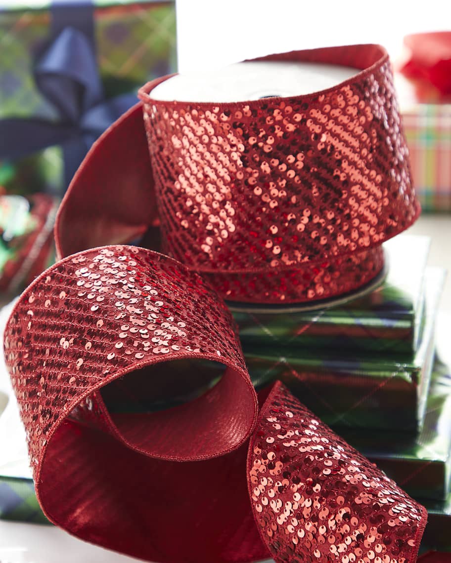 D. Stevens Metallic Sequin Red Christmas Ribbon, 4"W x 10 Yards ...