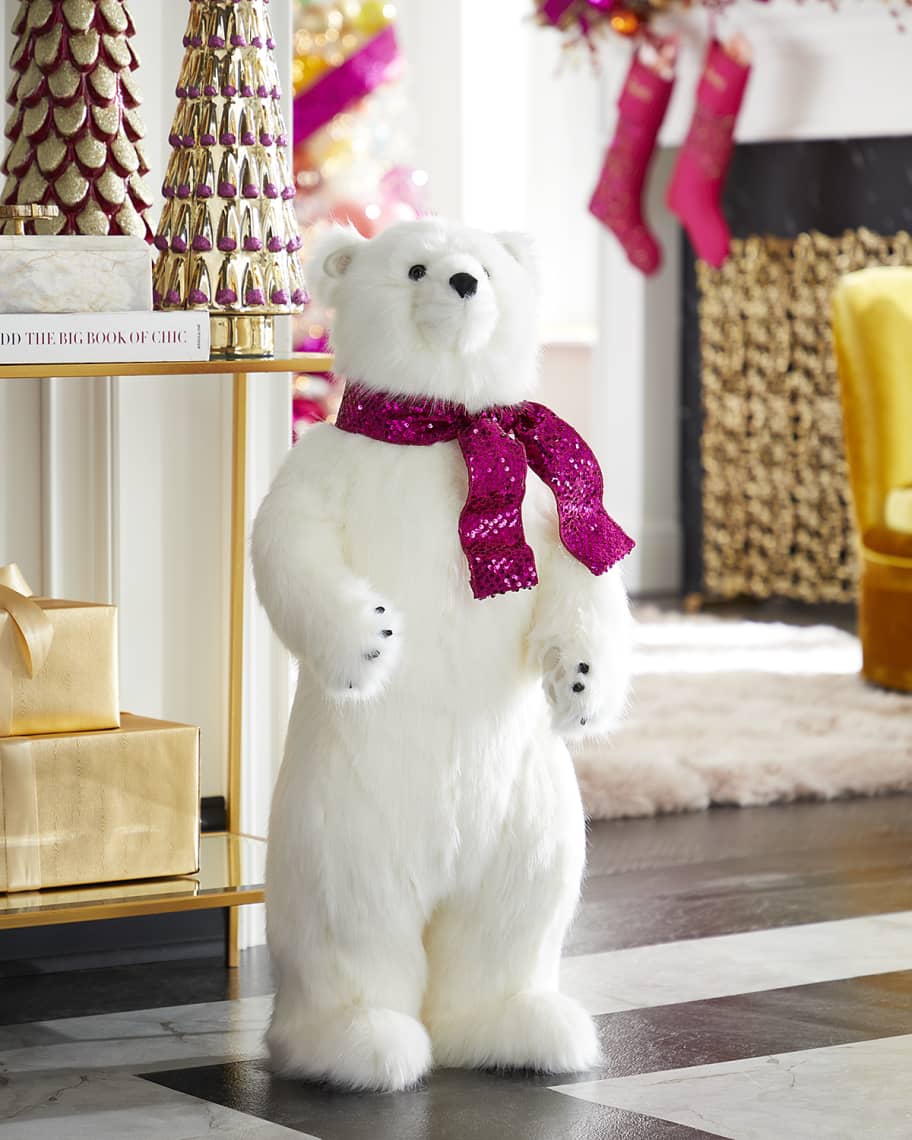 Ditz Designs 36" Fanciful Fuchsia Standing White Diamond Bear | Neiman ...