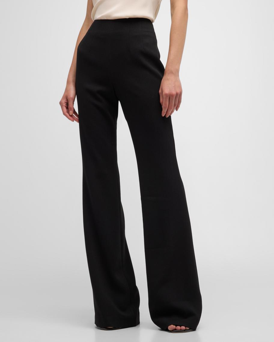 Sau Lee Alex Crepe High-Rise Flare Pants | Neiman Marcus