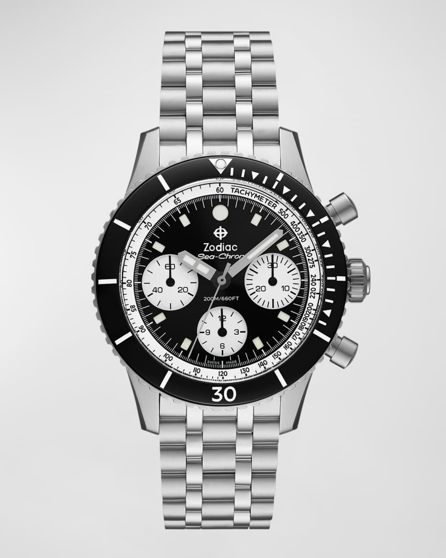 ZODIAC Super Sea Wolf Chrono-Automatic Bracelet Watch, 42mm | Neiman Marcus