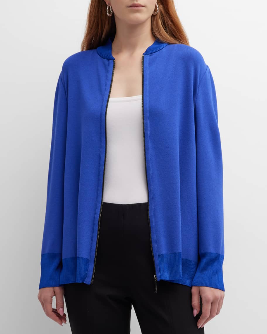 Misook Zip-Front Knit Bomber Jacket | Neiman Marcus