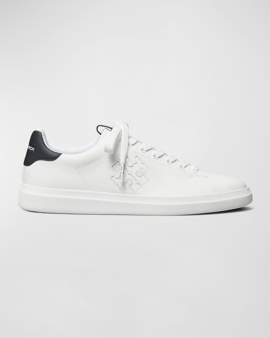 Tory Burch Double T Howell Low-Top Leather Sneakers | Neiman Marcus