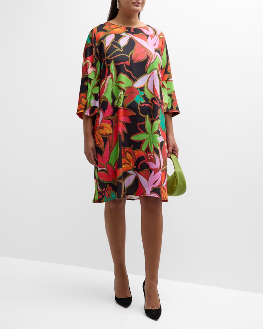 Caroline Rose Plus Plus Size Bella Tropical Moonlight Midi Dress ...