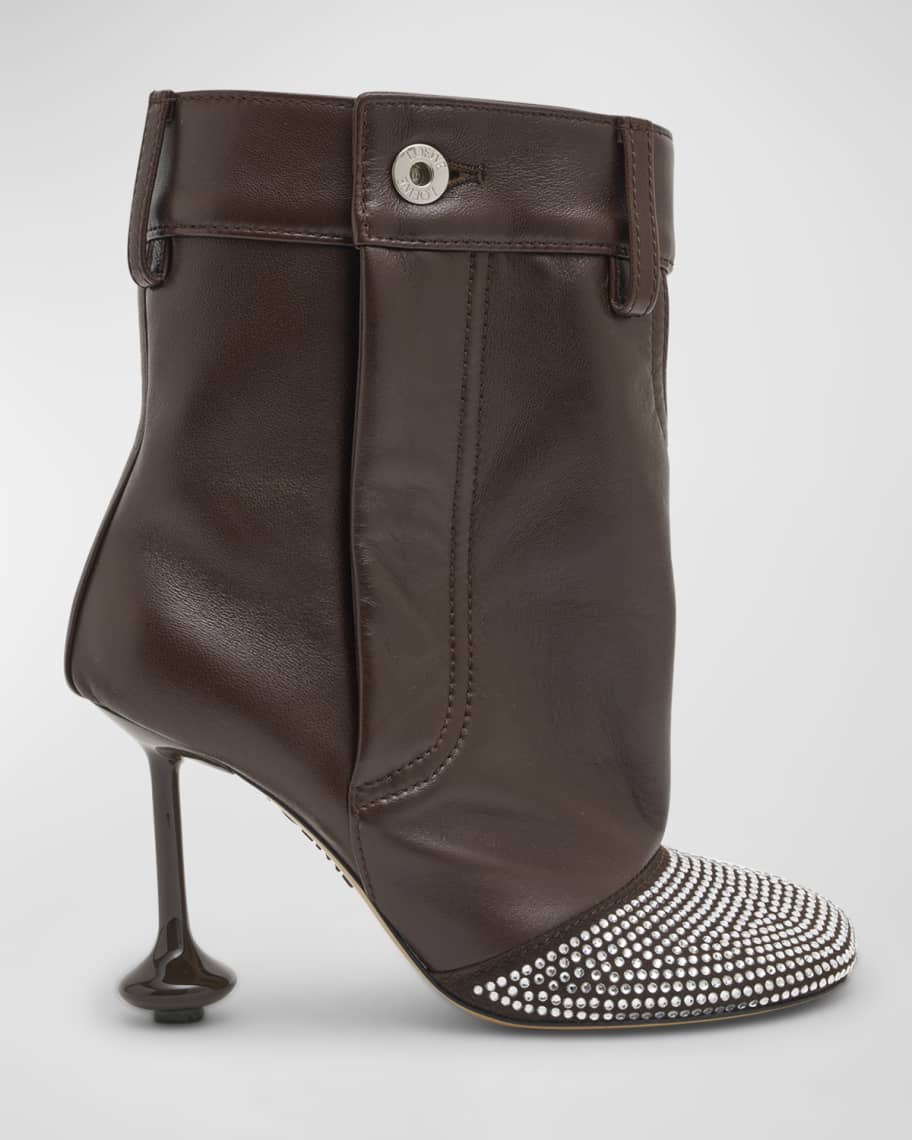 Loewe Leather Pant Boots with Strass Toe | Neiman Marcus