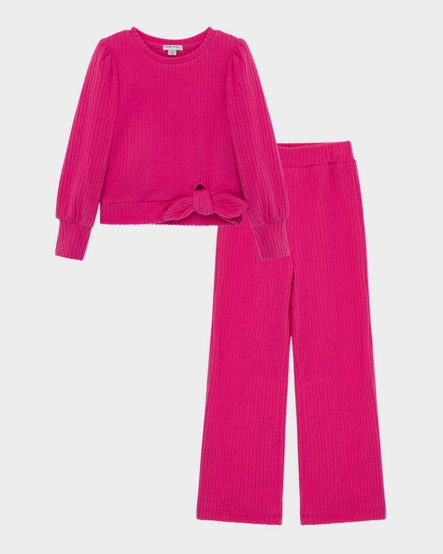 Habitual Girl's Ribbed Puff Sleeve Set, Size 2-6 | Neiman Marcus